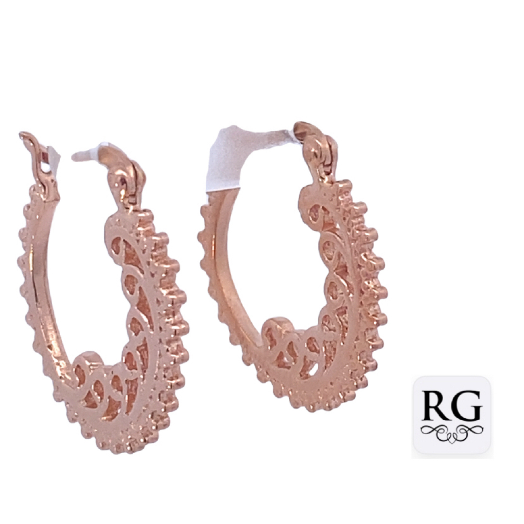 925 RG PL SWIRL FLAT FILIGREE HOOPS – 22X1.7 5.2g M12821 – Roma Wholesalers
